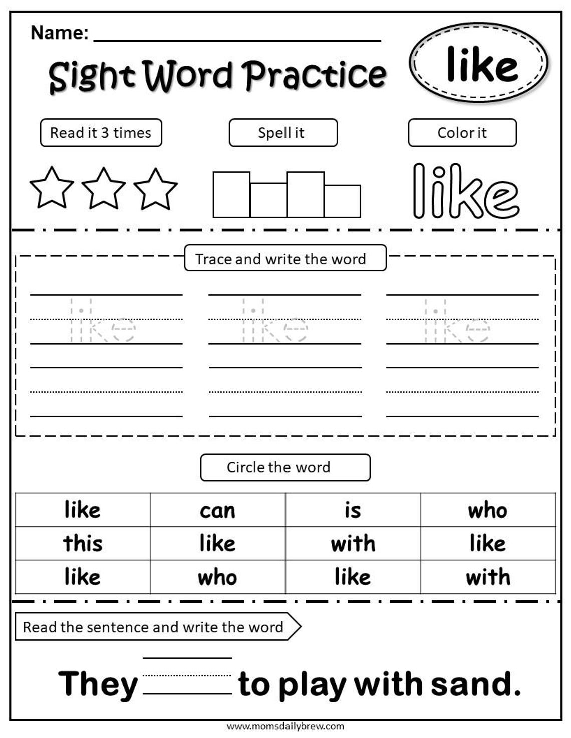 52 Dolch Kindergarten Sight Words | 2 Formats Each Word | Master Check ...