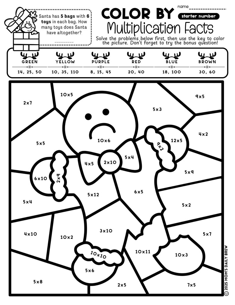Christmas Color by Code | Multiplication Division | up to 12 | 2 ...