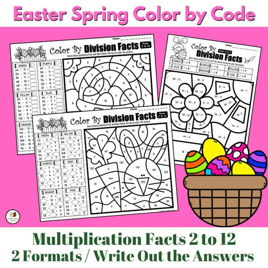 Easter Spring Color by Code Division | 2 to 12 | by Numbers & Questions ...