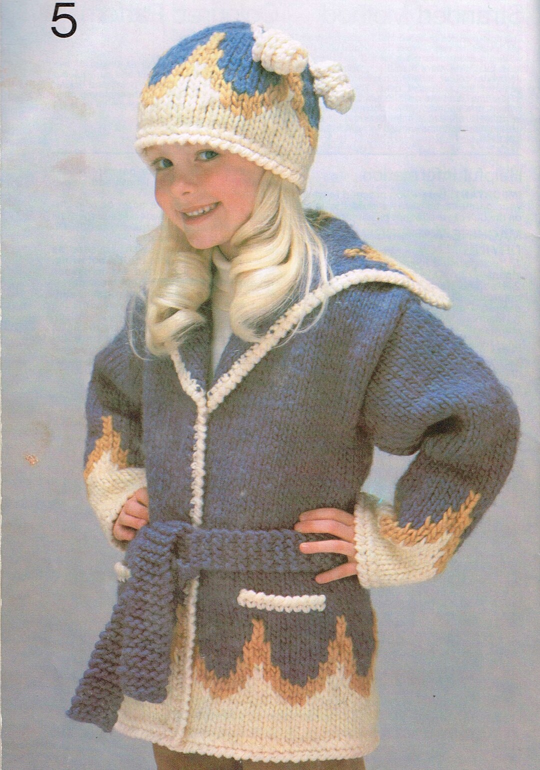 Vintage 70s Knitting Patterns Girls Sweater Coat With - Etsy