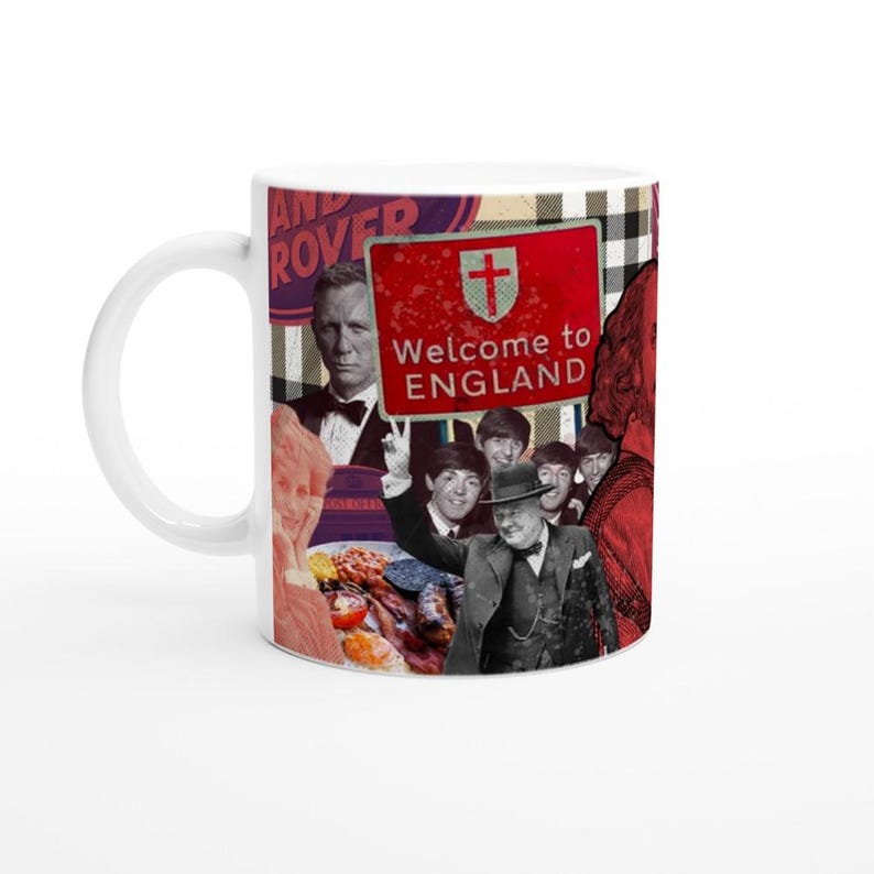 England Collage Mug: Iconic Landmarks, Cultural Symbols - Etsy