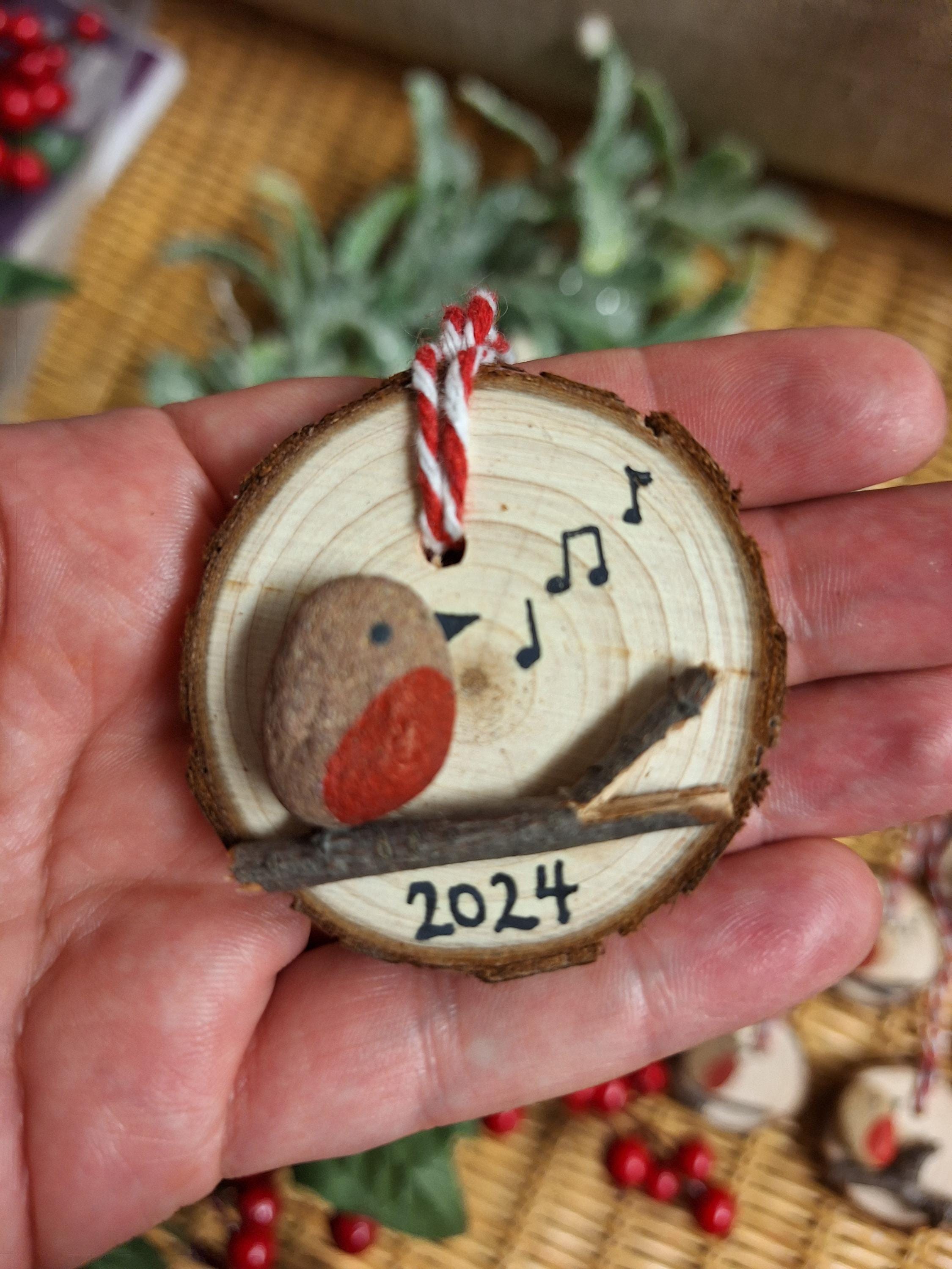 Mini Robin Pebble Art Christmas Ornaments Set of 6 - Etsy