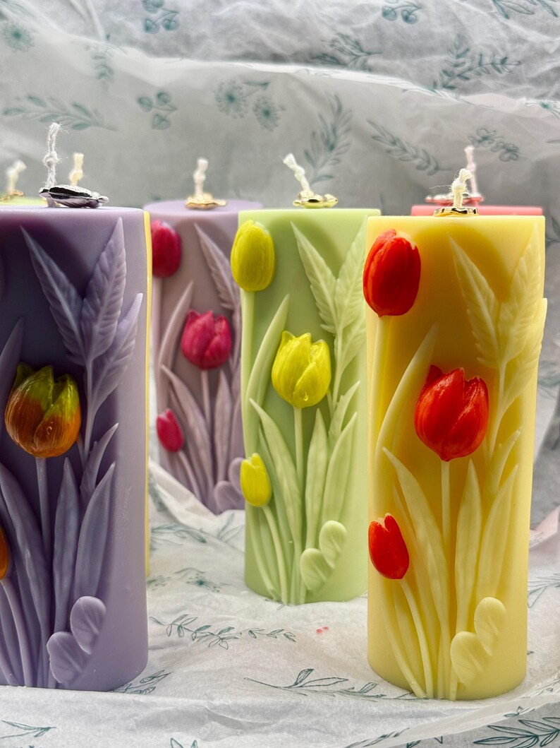 Tulip Flower Candle: Soy Wax Spring Home Decor - Etsy