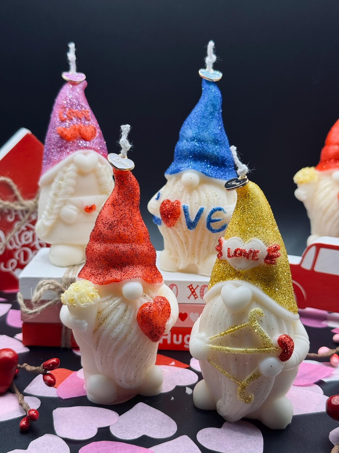Handmade Valentine's Day Dwarf Candle: Heart Home Decor - Etsy
