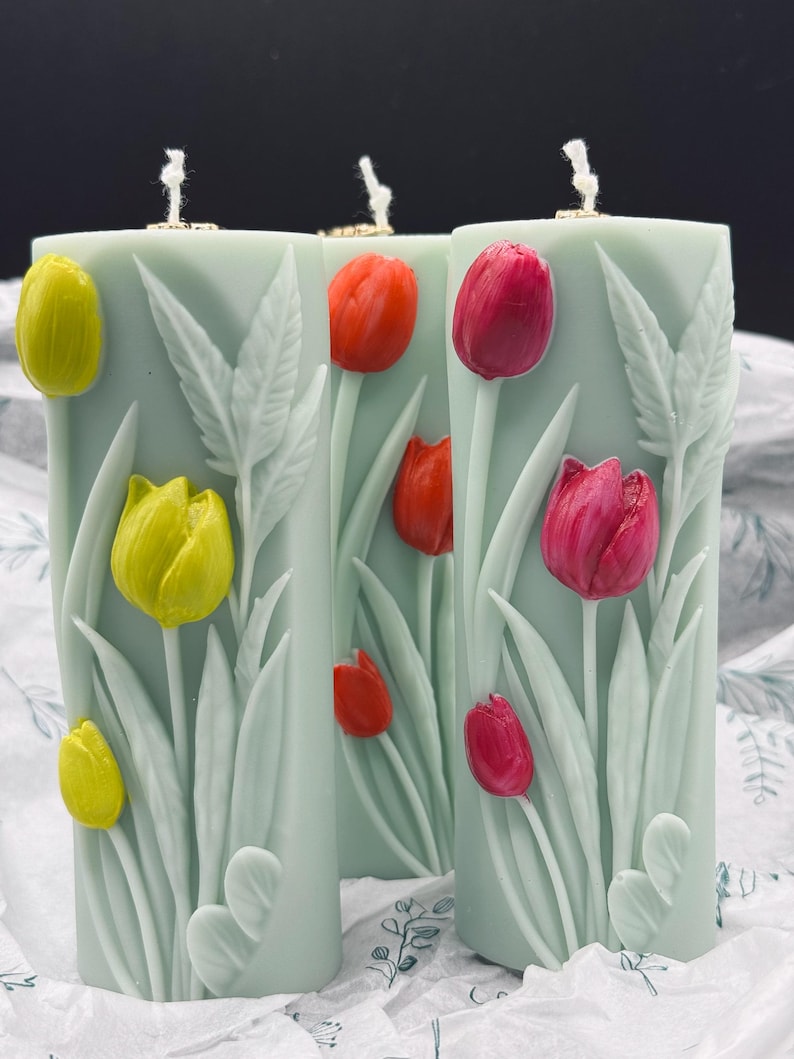 Tulip Flower Candle: Soy Wax Spring Home Decor - Etsy