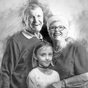 Custom Pencil Sketch Portrait, Add Loved One, Capture Memories ...