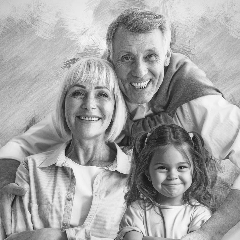 Custom Pencil Sketch Portrait, Add Loved One, Capture Memories ...