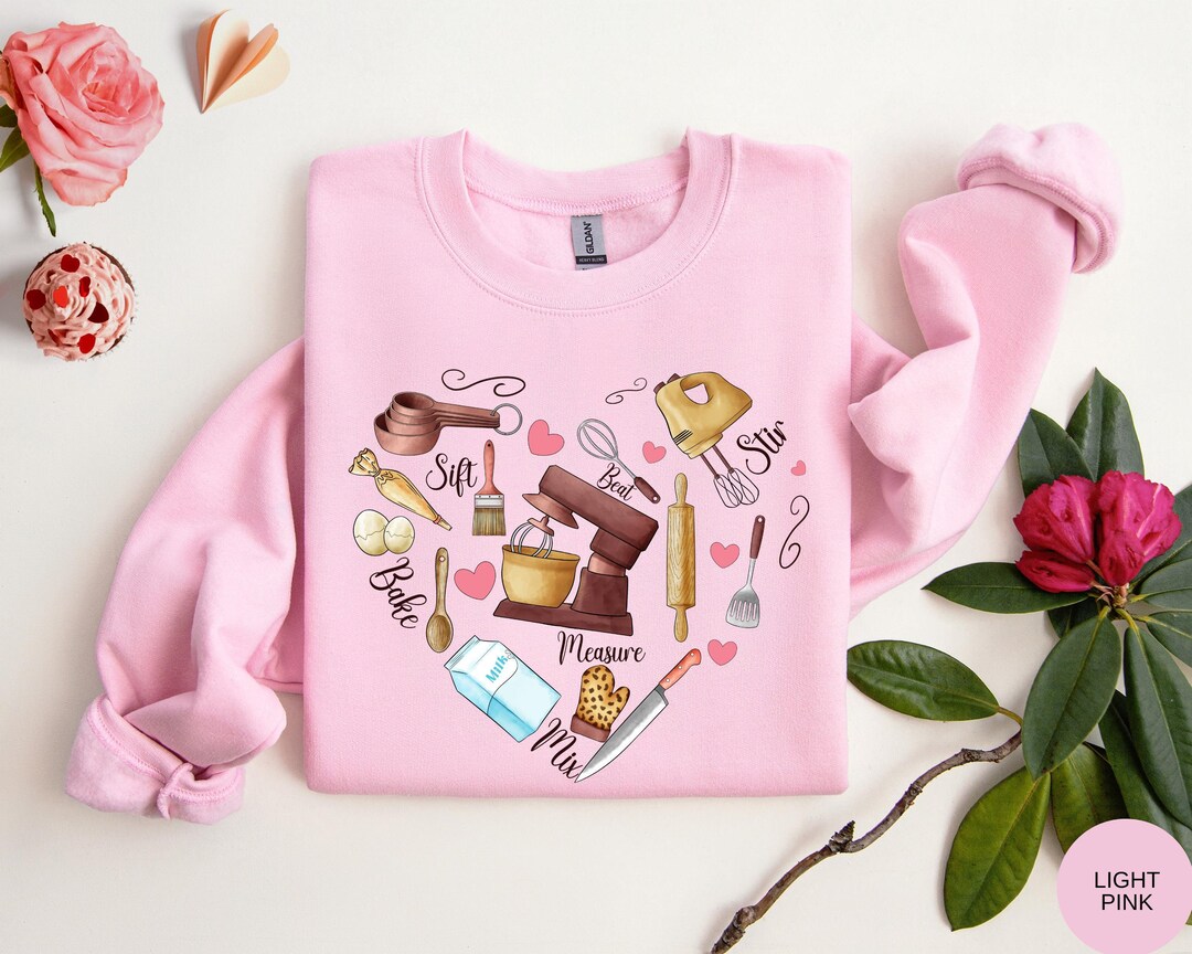 Baking Love Sweatshirt Hoodie, Cute Baker Kitchen Cozy Baking Valentine ...