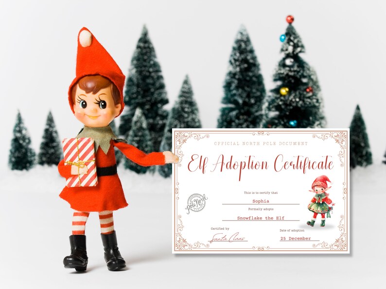Editable Elf Adoption Certificate Christmas Canva Template Personalized ...