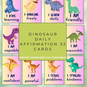 Dinosaur Positive Affirmation Cards for Kids 32 Printable Encouragement ...