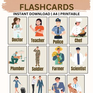 32 Professions Flash Cards Community Helpers and Jobs Flashcards for ...