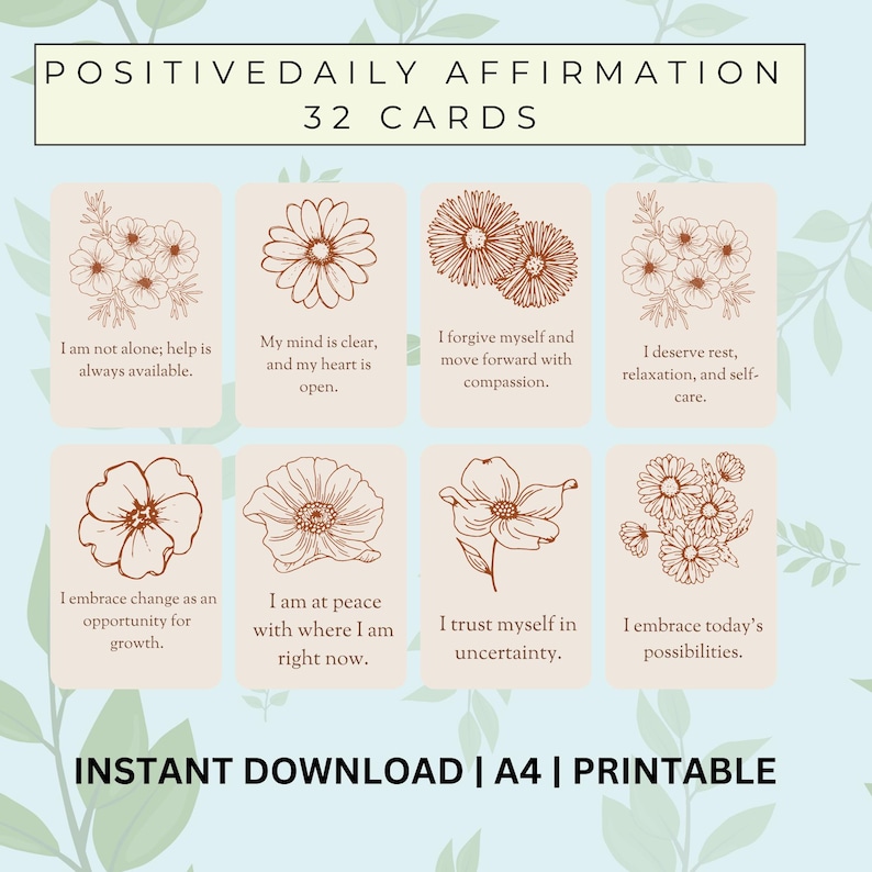 32 Printable Affirmation Cards Positive Quotes for Women Self-esteem ...