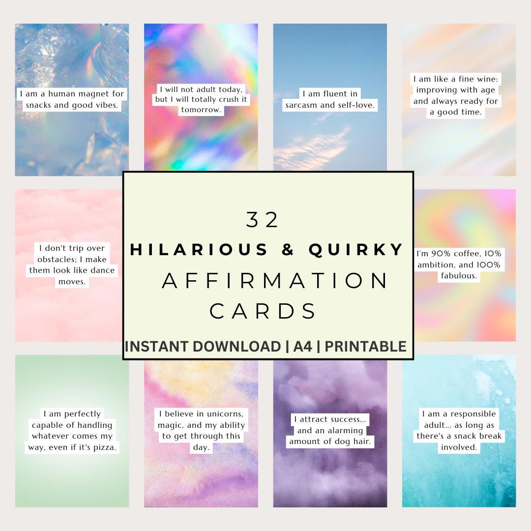 32 Hilarious Quirky Affirmation Cards to Boost Your Mood & Laugh Every ...