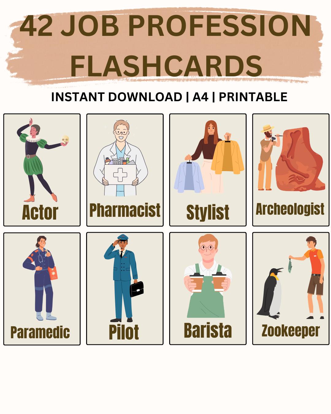 32 Professions Flash Cards Community Helpers and Jobs Flashcards for ...