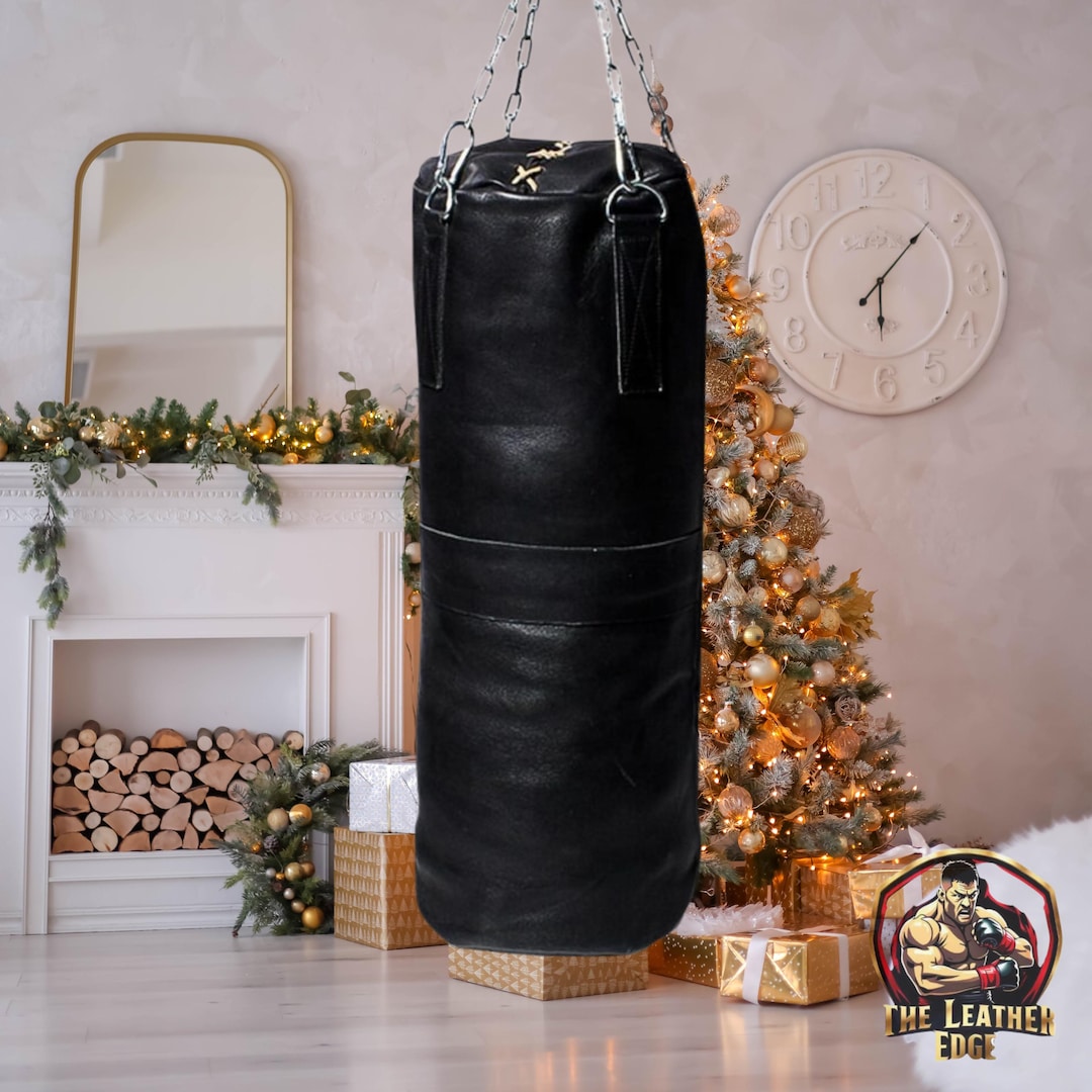 Punching Bag Made of Jet Black Leather, Heavy-duty Boxing Bag, Ideal ...