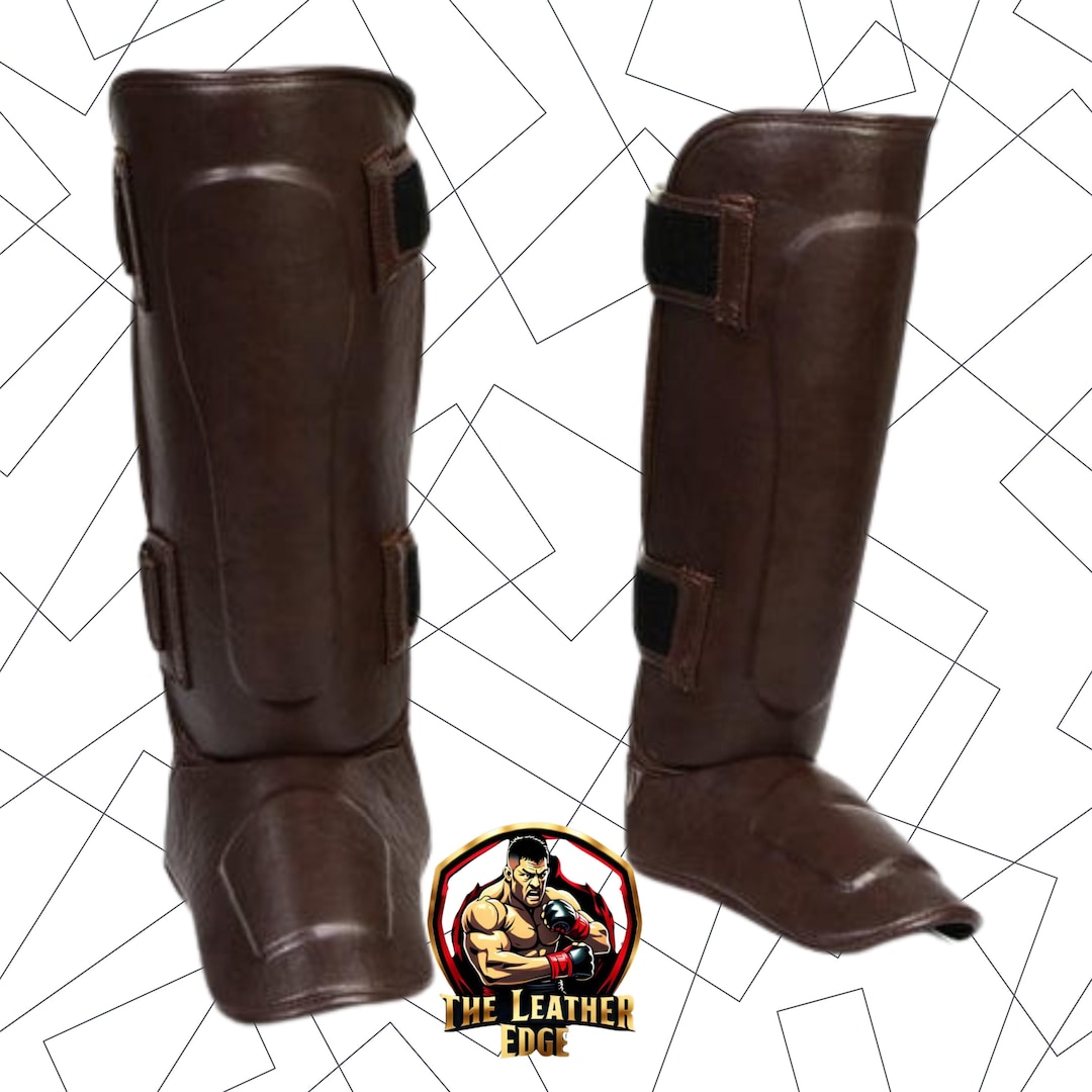 Genuine Cowhide Leather Boxing Shin Pads, Martial Arts Protective Gears ...