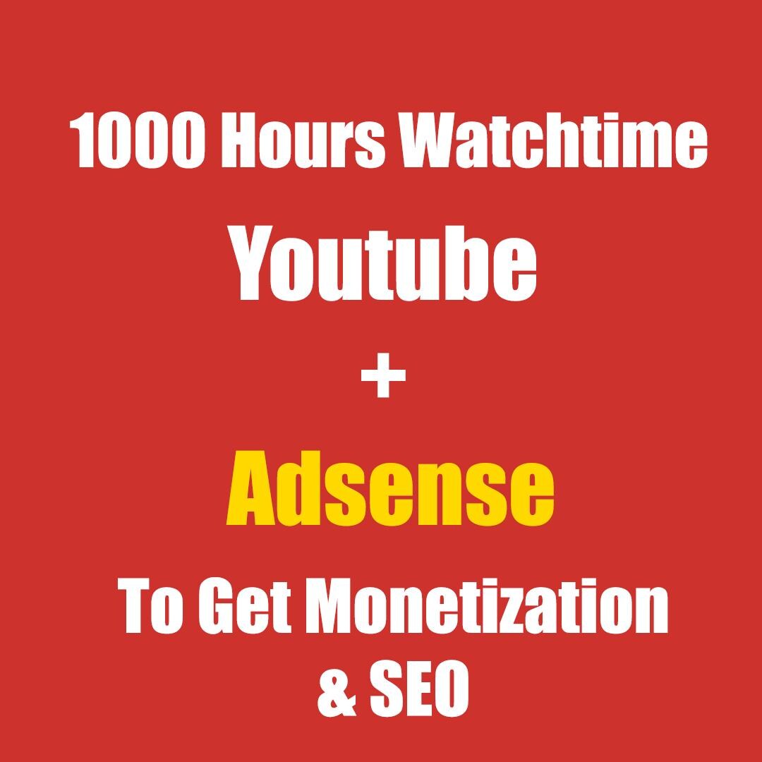 YOUTUBE Adsense 1000 Hours Watchtime to Get Monetization Watch Time - Etsy