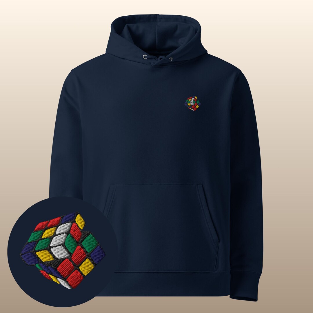 Rubik's Cube Embroidered -- Statement Piece -- High-quality Hoodie Made ...