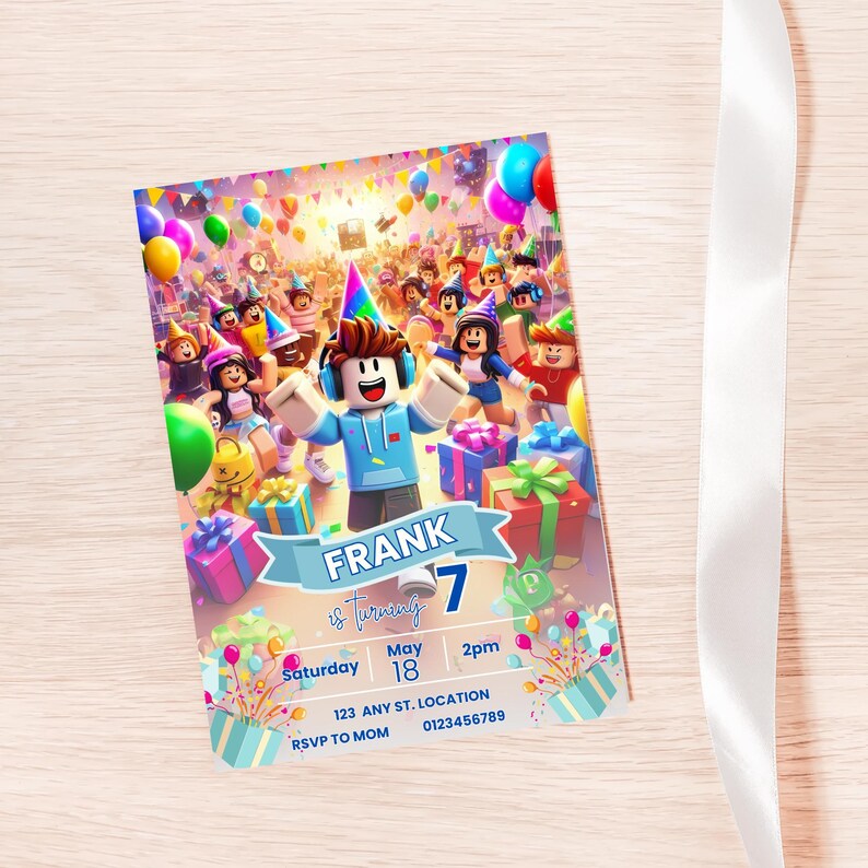 Roblox Boy Birthday Invite, Roblox Boy Birthday, Editable Roblox ...