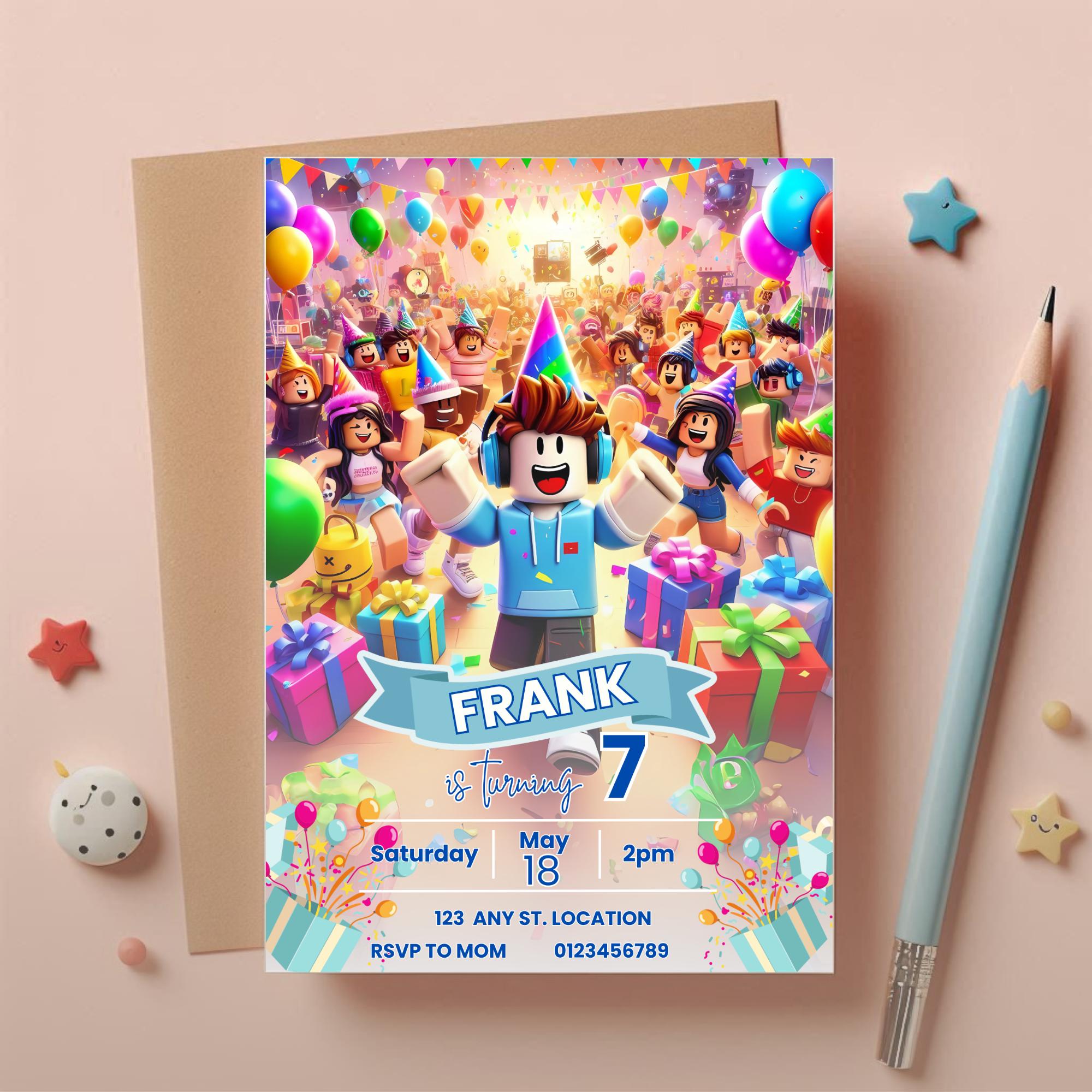 Roblox Boy Birthday Invite, Roblox Boy Birthday, Editable Roblox ...