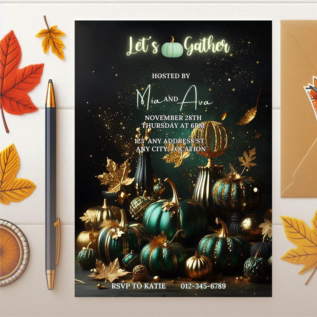 Digital Download Thanksgiving Invitation, Pumpkin Thanksgiving ...
