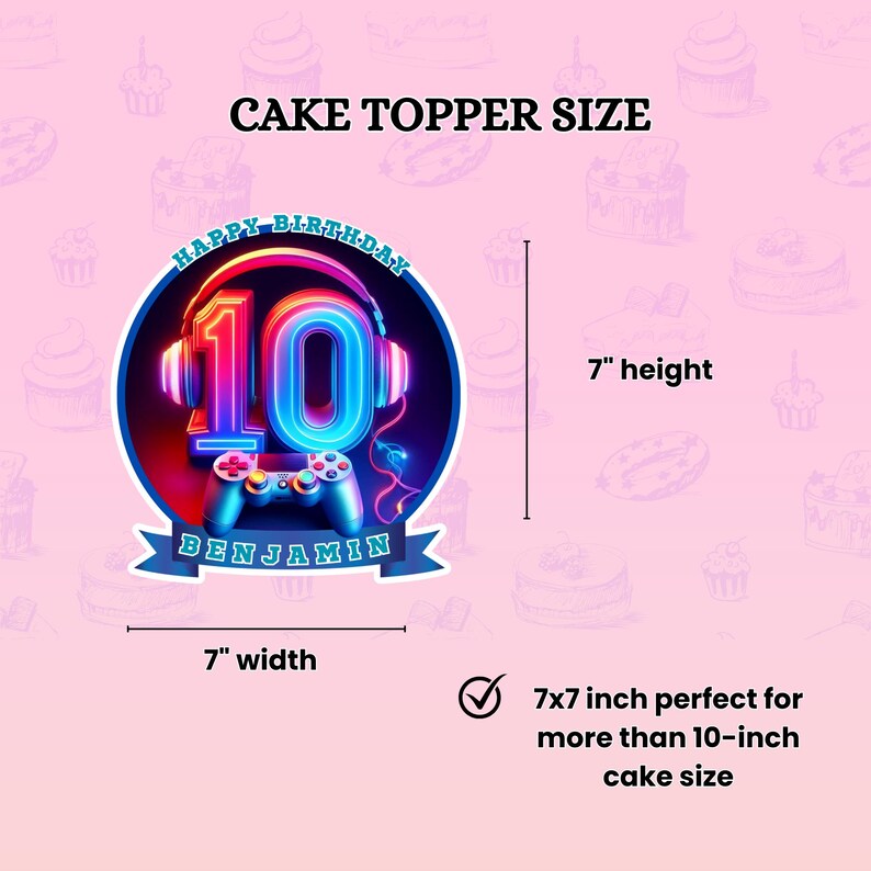10th Birthday Gamer Cake Topper, Level up Party (digital Download ...