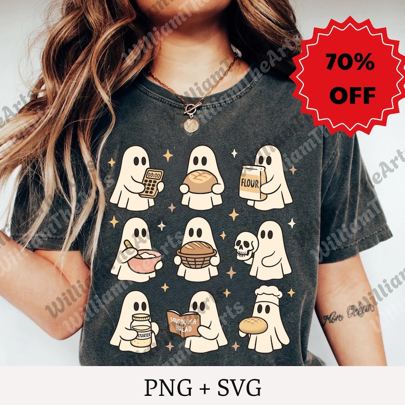 Ghost Baking Sourdough Svg, Sourdough Bread Halloween Png, Funny Ghosts ...
