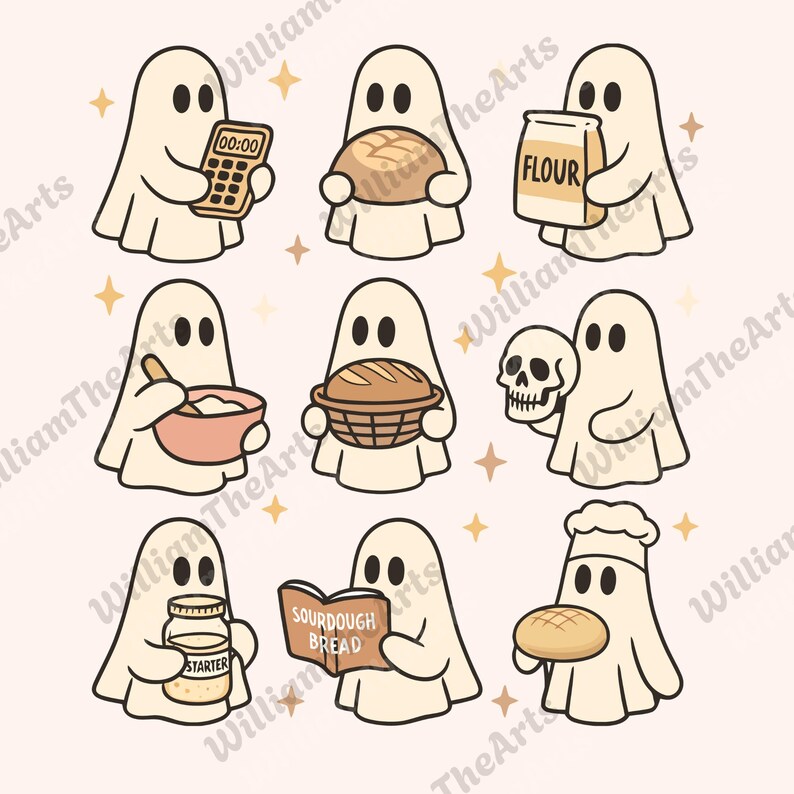 Ghost Baking Sourdough Svg, Sourdough Bread Halloween Png, Funny Ghosts ...