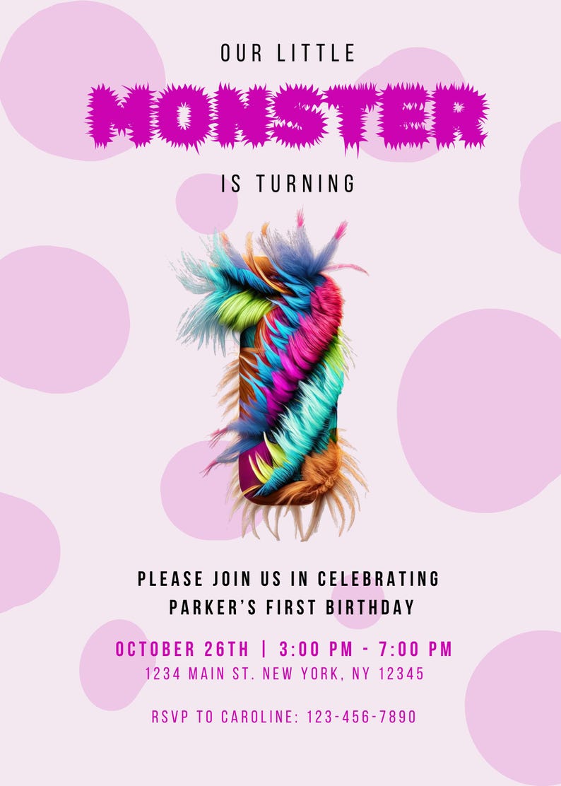 Monster Themed Kid's Birthday Party Invite - 5x7 and 4x6 - Etsy