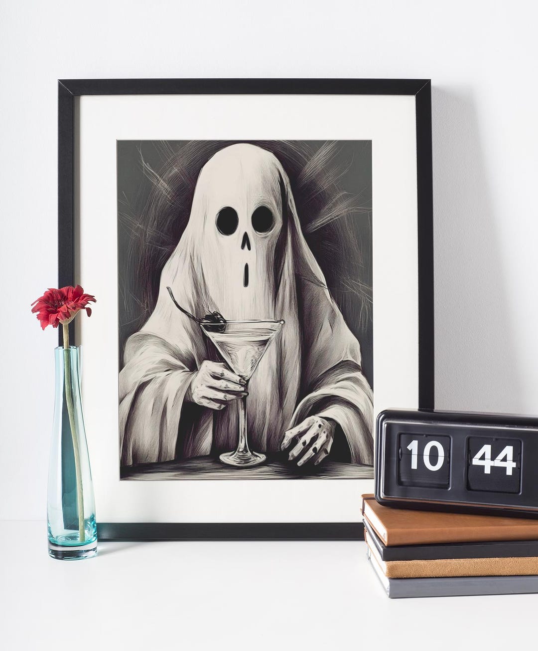 Ghost Holding Cocktail Martini Glass Art Print - 4x6, 5x7, 8x10, 11x14 ...