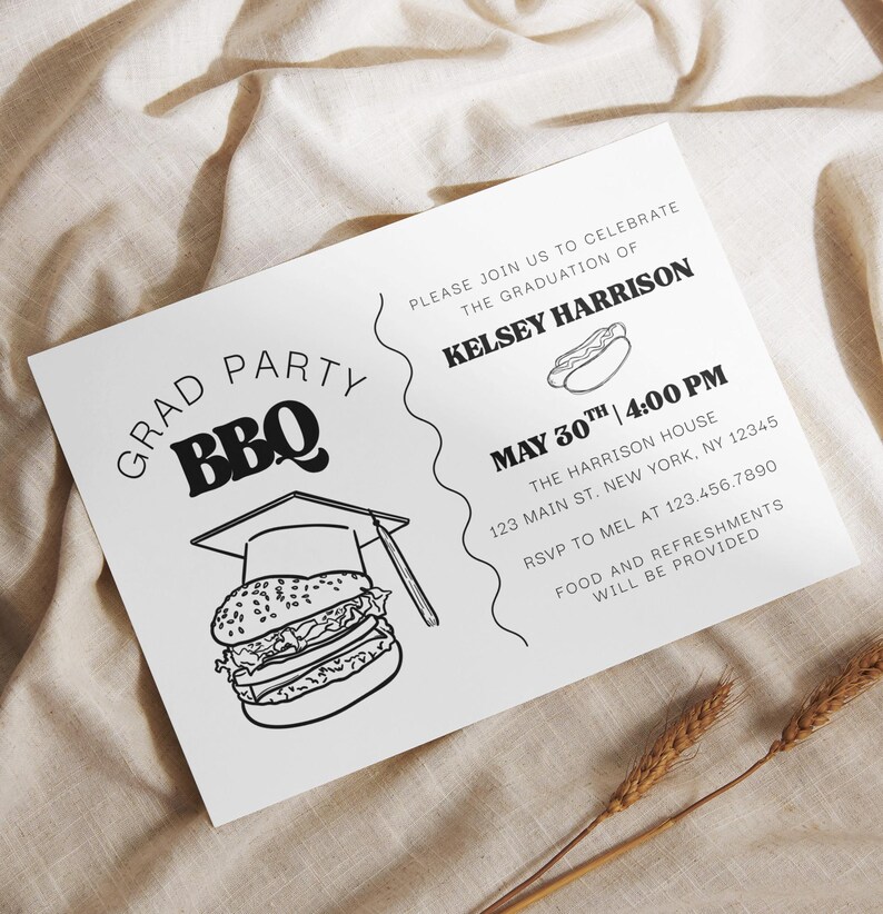 Photo Graduation BBQ Invitation Template - 6x4, 7x5 and Mobile Sizes - Etsy