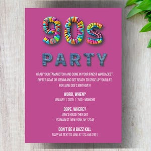 Editable 90s Puffer Coat Themed Party Invitation - Etsy