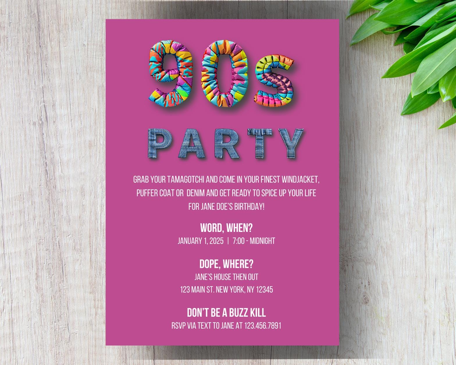 Editable 90s Puffer Coat Themed Party Invitation - Etsy
