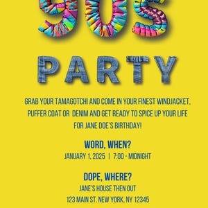 Editable 90s Puffer Coat Themed Party Invitation - Etsy