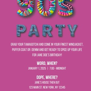 Editable 90s Puffer Coat Themed Party Invitation - Etsy