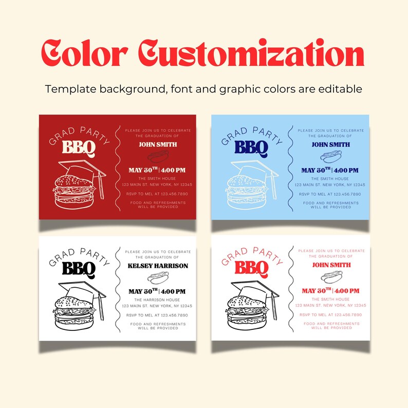 Photo Graduation BBQ Invitation Template - 6x4, 7x5 and Mobile Sizes - Etsy