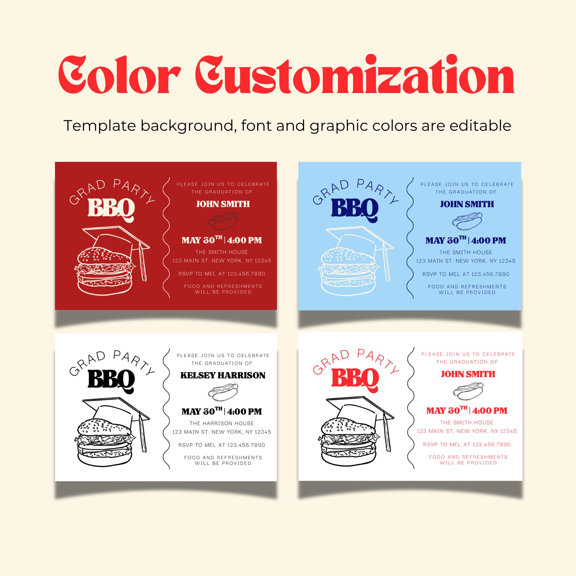 Photo Graduation BBQ Invitation Template - 6x4, 7x5 and Mobile Sizes - Etsy