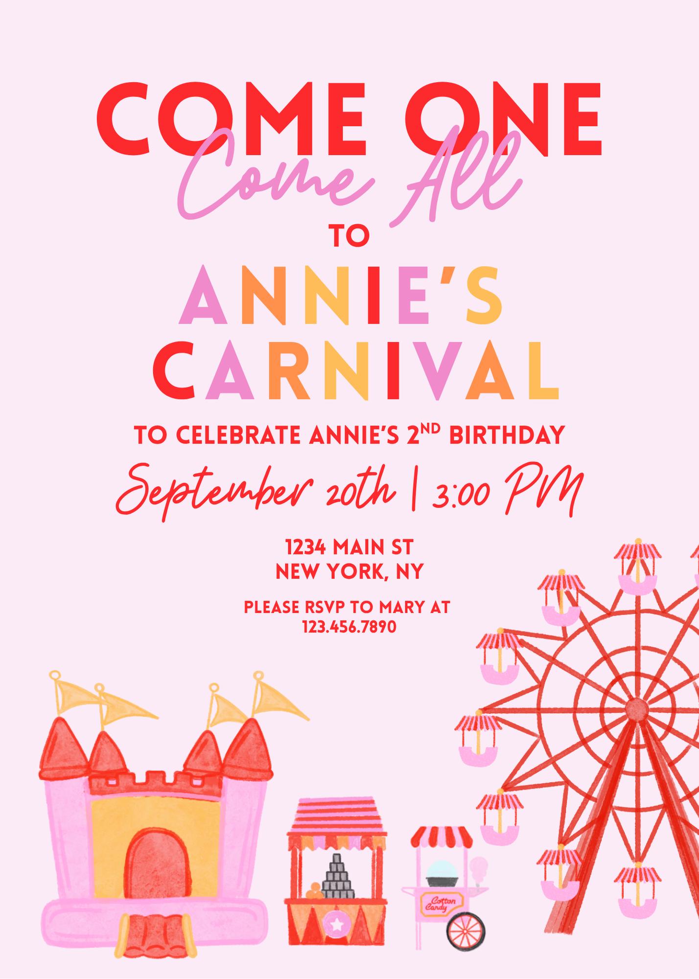 Carnival Fair Invitation Template - 4x6, 5x7 and Mobile Sizes - Etsy