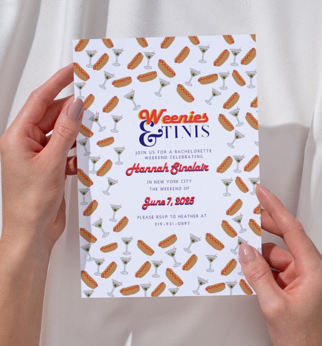 Weenies and Tinis Bachelorette or Bachelor Party Invitation - 4x6, 5x7 ...