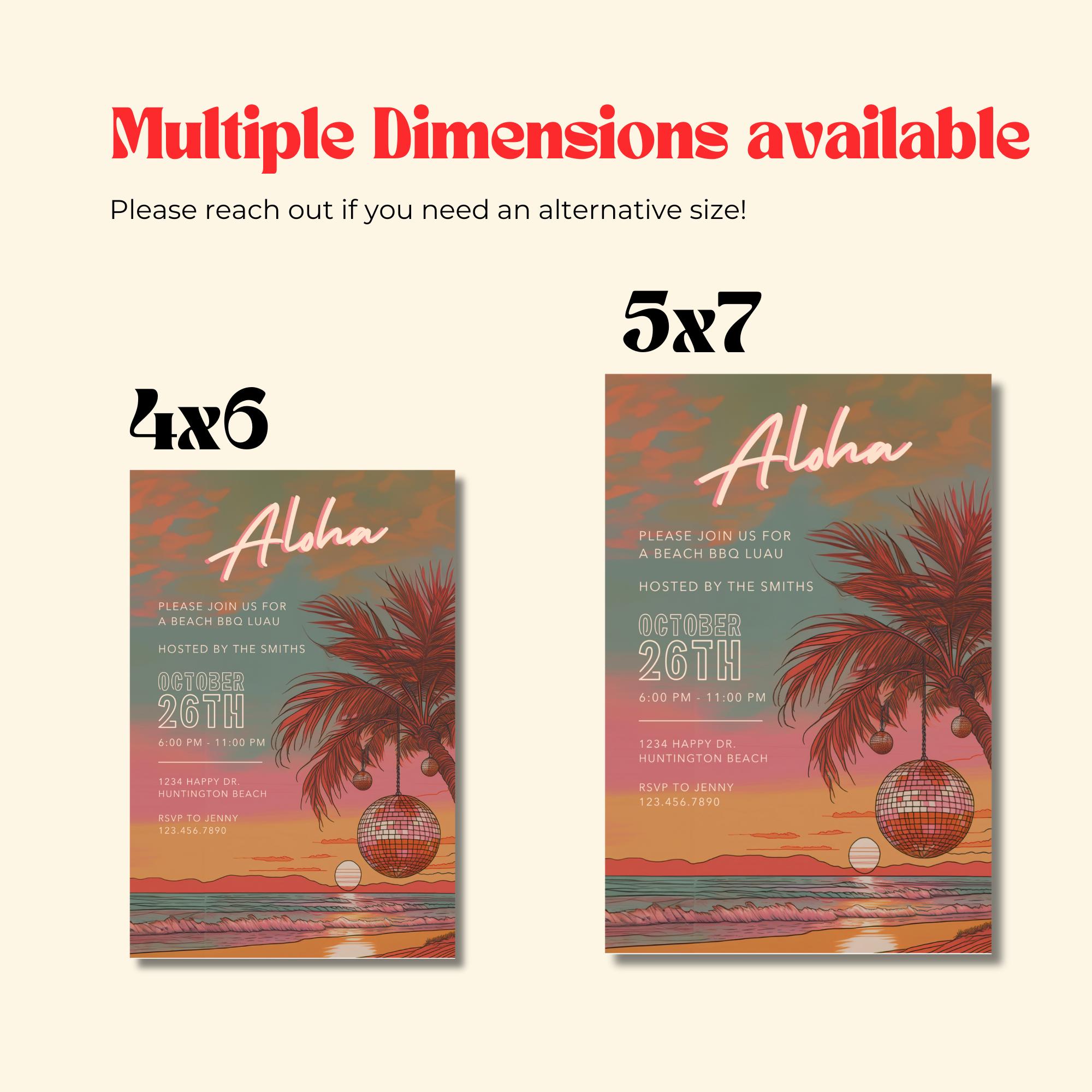 Customizable Disco Ball Beach Luau BBQ Party Invitation - 4x6 a 5x7 - Etsy
