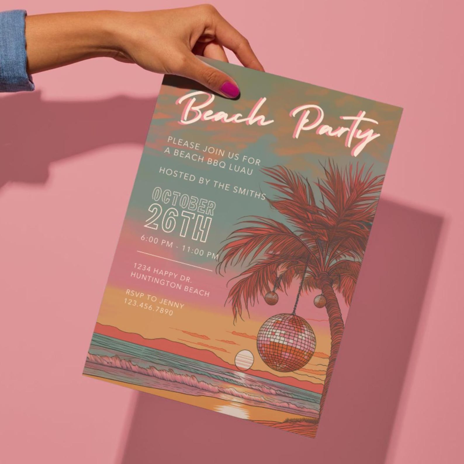 Customizable Disco Ball Beach Luau BBQ Party Invitation - 4x6 a 5x7 - Etsy