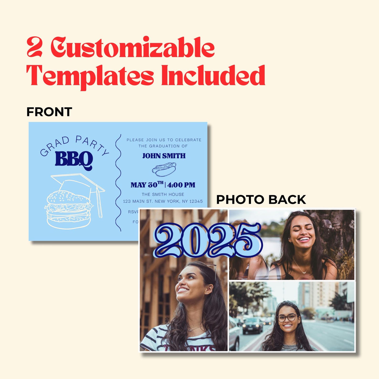 Photo Graduation BBQ Invitation Template - 6x4, 7x5 and Mobile Sizes - Etsy