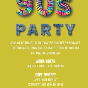 Editable 90s Puffer Coat Themed Party Invitation - Etsy