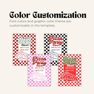 Hand-drawn Editable Pizza Party Invitation Template - 4x6, 5x7 and ...
