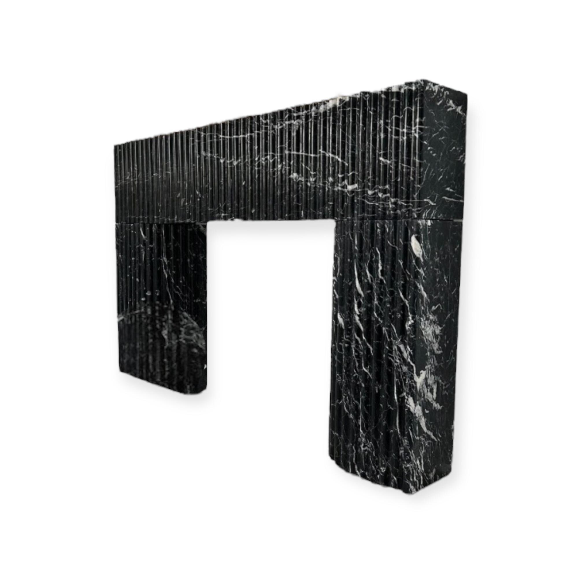 Fluted Black Marble Fireplace Mantel: Artisan Fireplace Surround - Etsy