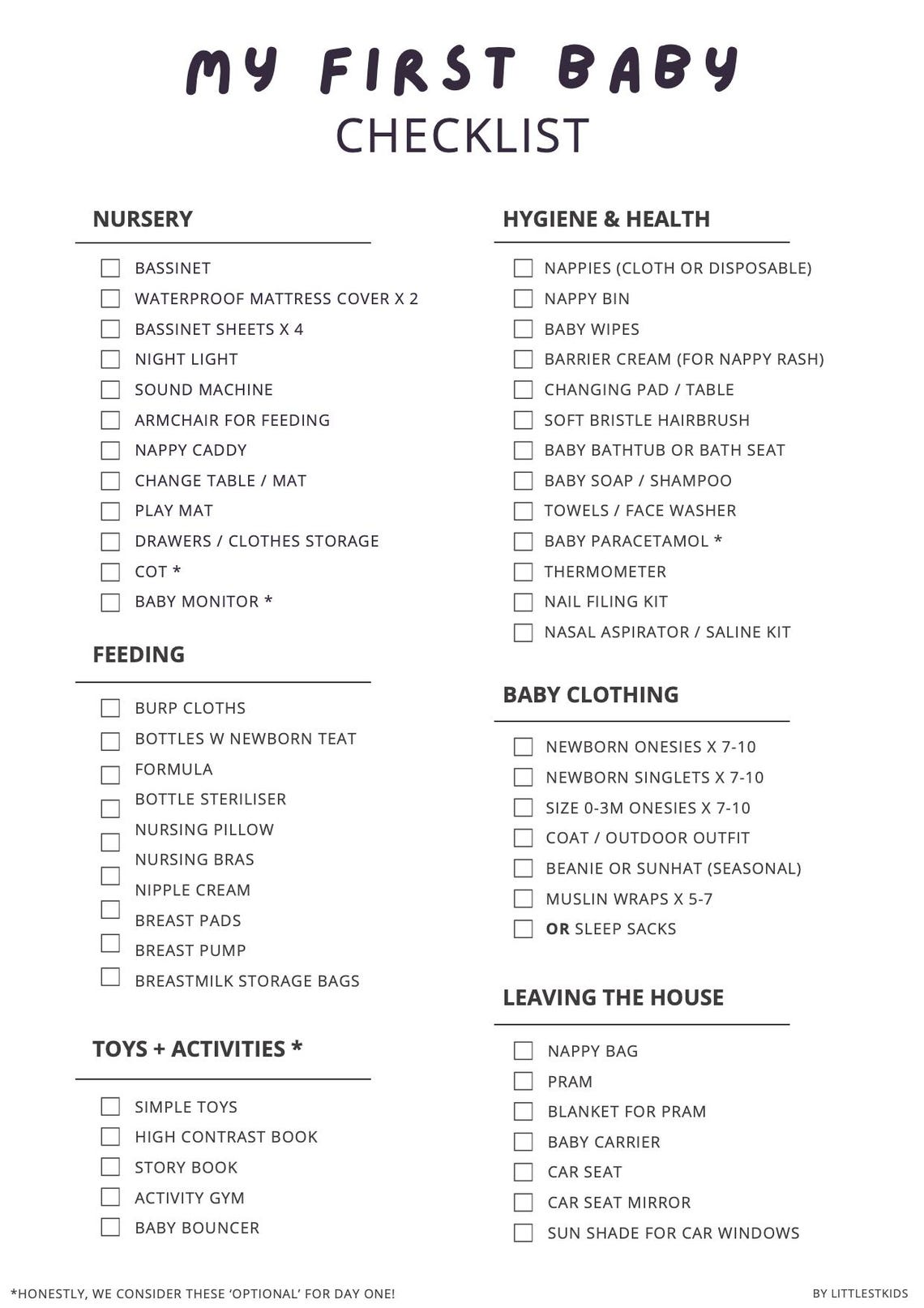 First Baby Checklist - Etsy