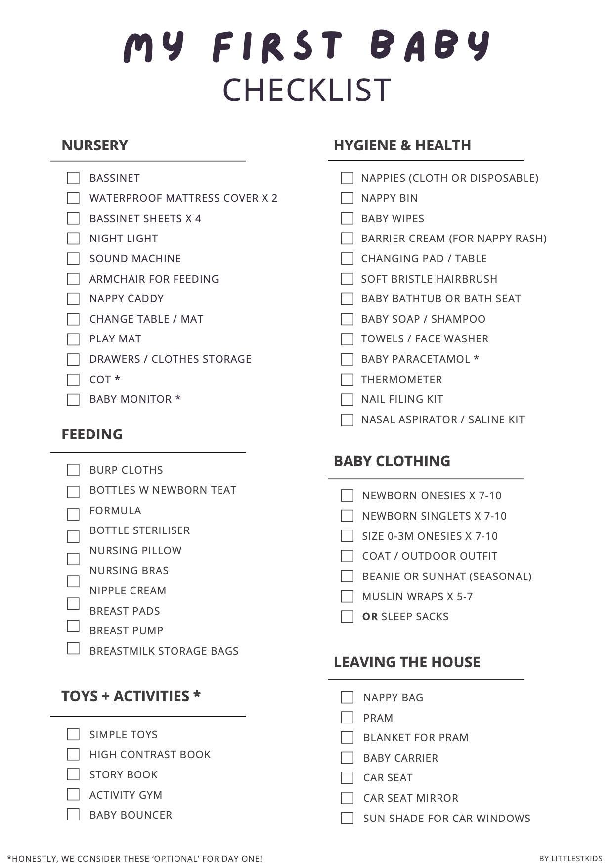 First Baby Checklist - Etsy