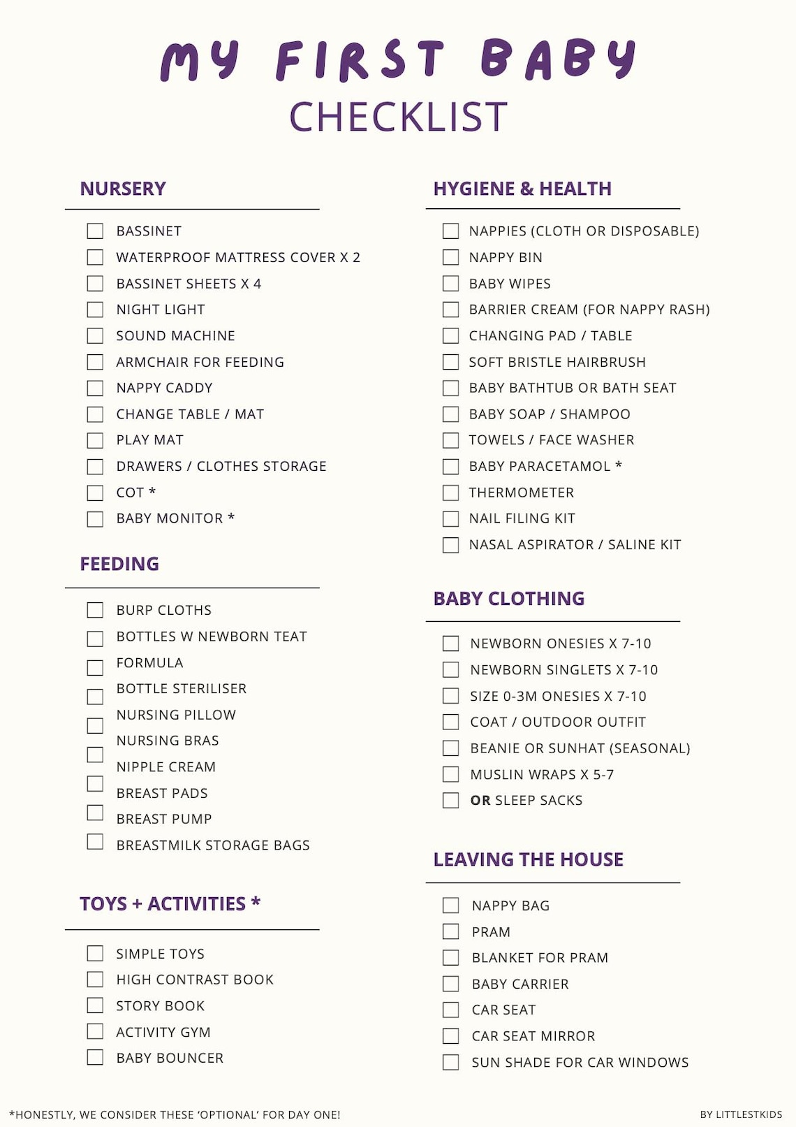 First Baby Checklist - Etsy