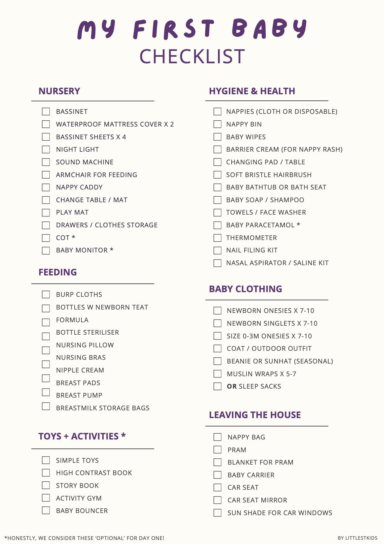 First Baby Checklist - Etsy