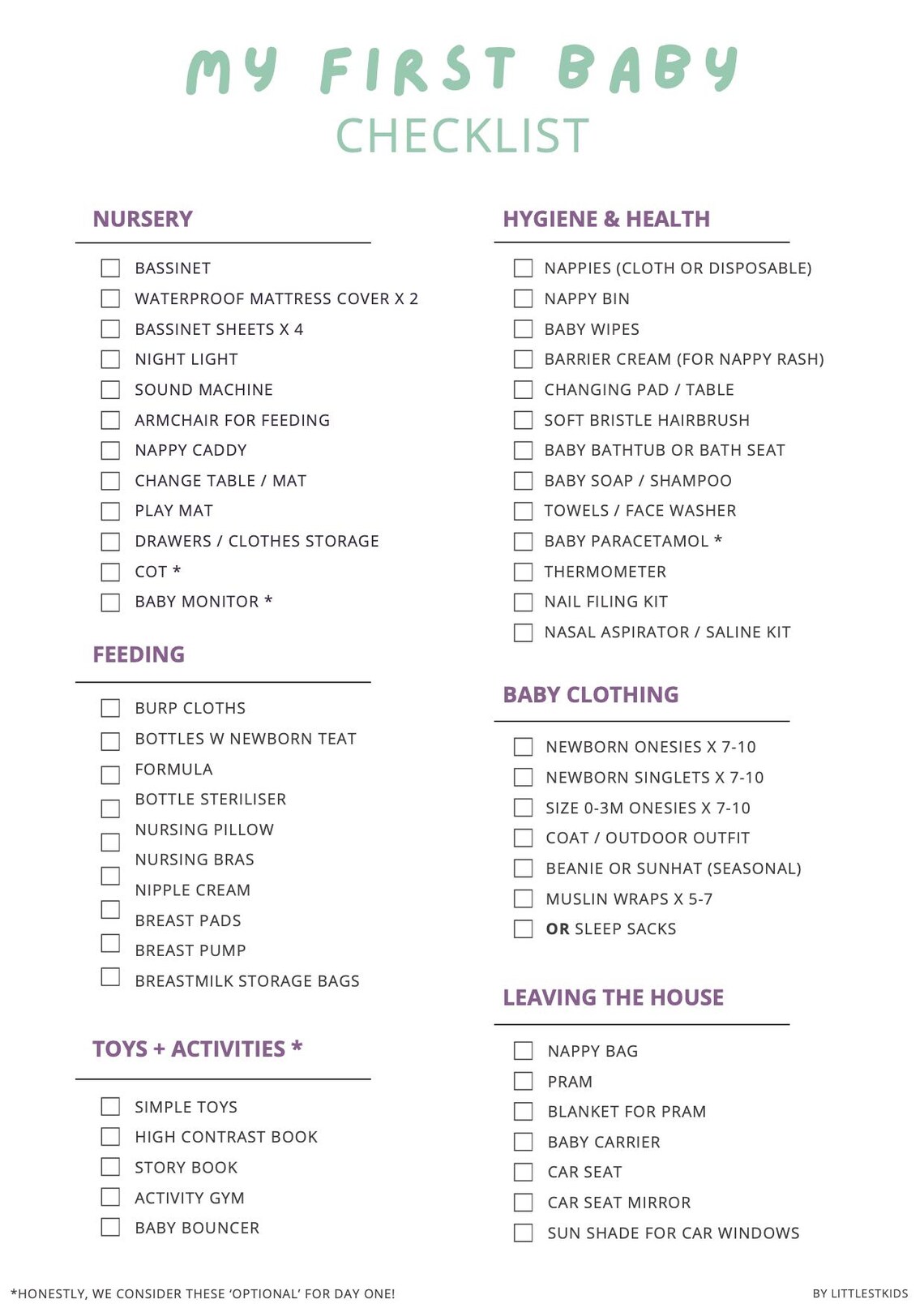 First Baby Checklist - Etsy